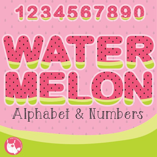 Watermelon Alphabet Numbers Clipart Fruit Clipart Commercial - Etsy