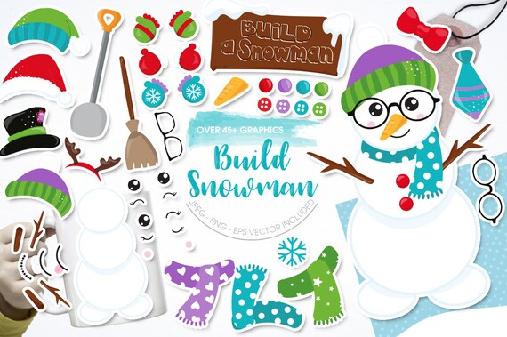 Build Snowman, clipart, clipart commercial use, vector graphics, clip ...