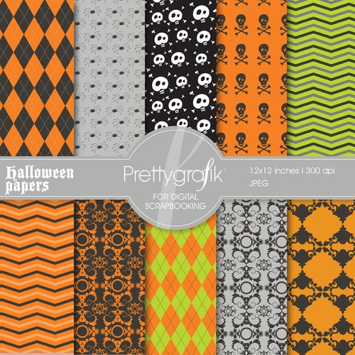 Halloween Digital Paper Commercial Use Scrapbook Papers - Etsy