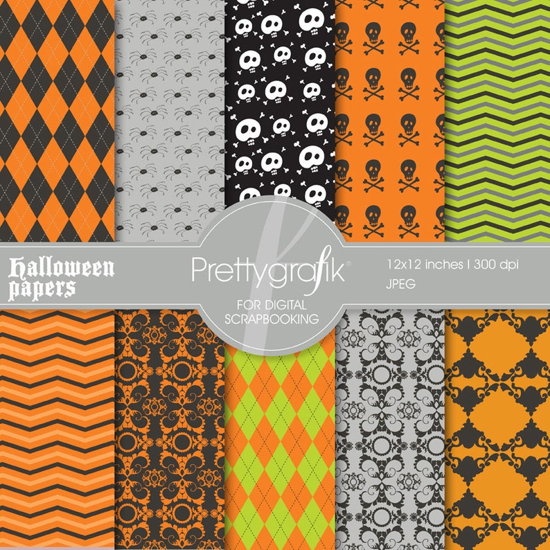 Halloween Digital Paper Commercial Use Scrapbook Papers - Etsy