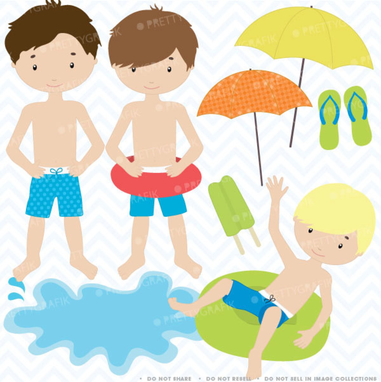 Pool Party Clipart Commercial Use Vector Graphics Digital - Etsy