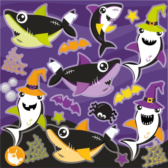 Halloween Sharks, clipart, clipart commercial use, vector graphics ...