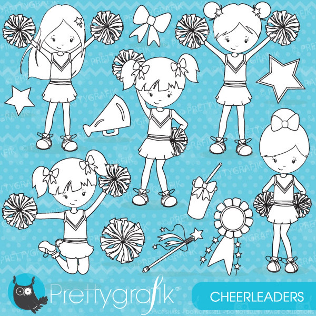 Cheerleader Stamps Commercial Use, Vector Graphics, Digital Clip Art ...