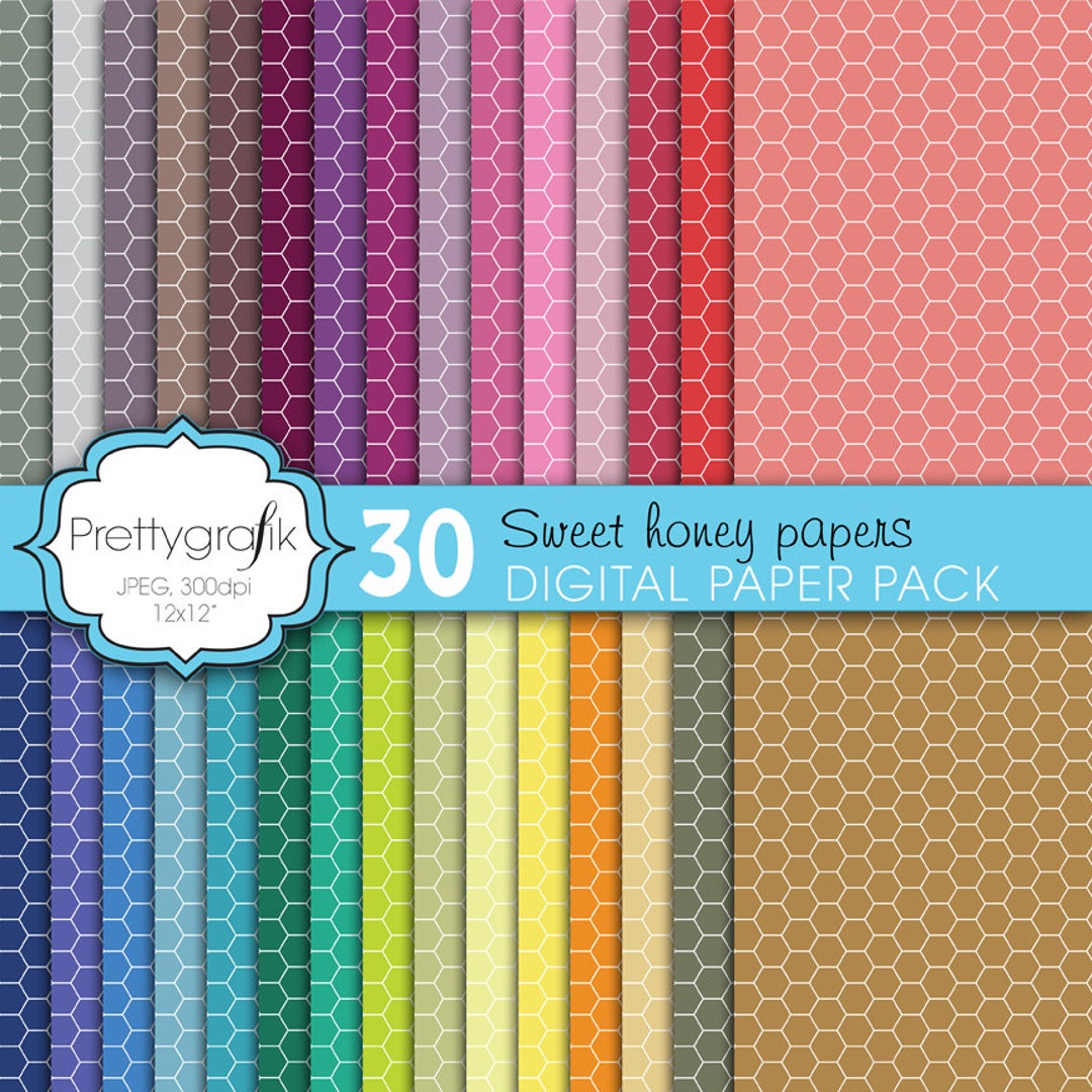 Honeycomb Hexagonal Digital Paper, Commercial Use, Scrapbook Patterns ...