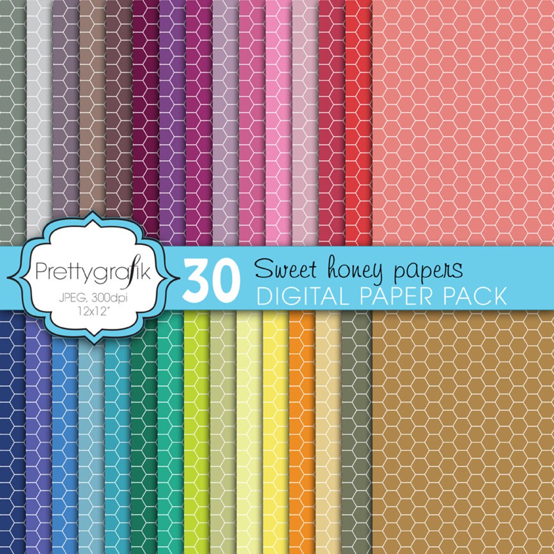 Honeycomb Hexagonal Digital Paper Commercial Use Scrapbook - Etsy