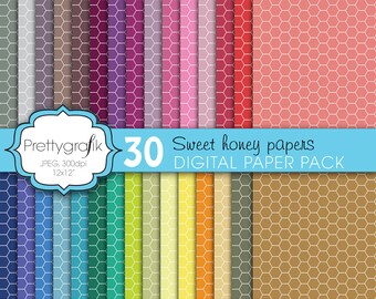 Honeycomb Hexagonal Digital Paper Commercial Use Scrapbook - Etsy
