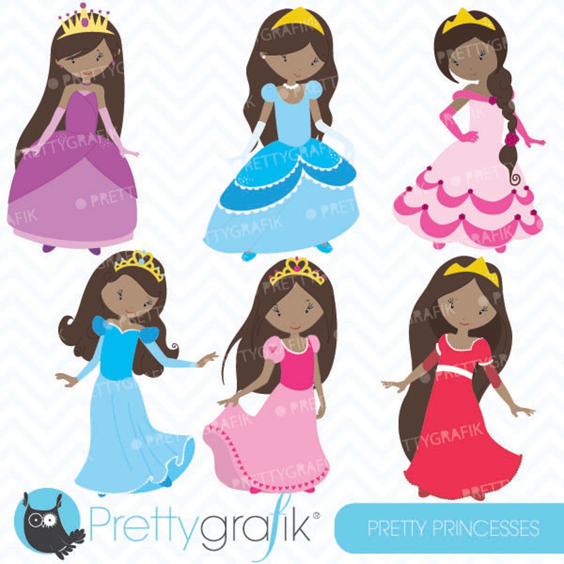 Princess Clipart Commercial Use Vector Graphics Digital Clip - Etsy