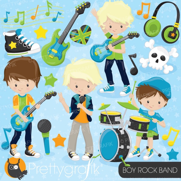 Rock Star Boys Clipart Commercial Use Vector Graphics - Etsy