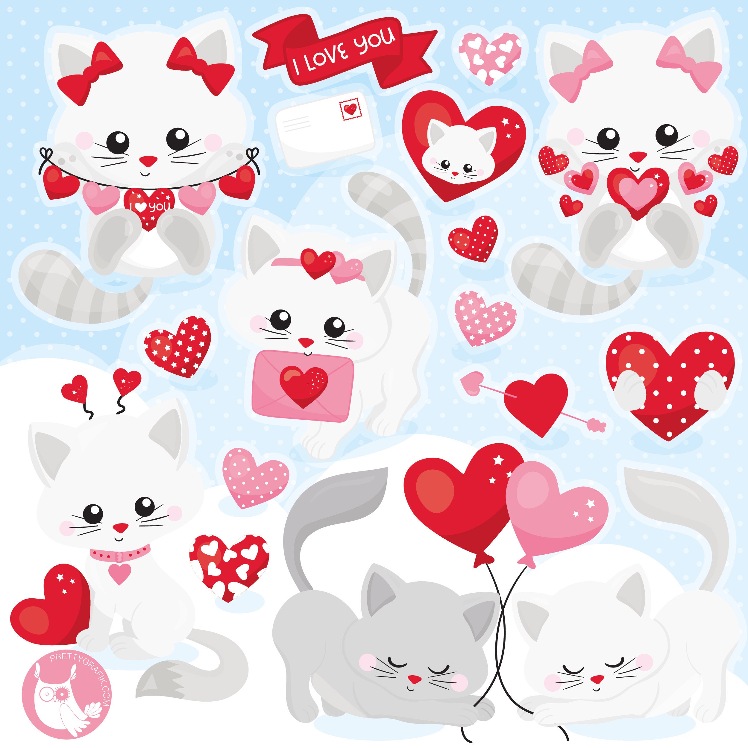 Valentine Cat, Clipart, Clipart Commercial Use, Vector Graphics, Clip ...