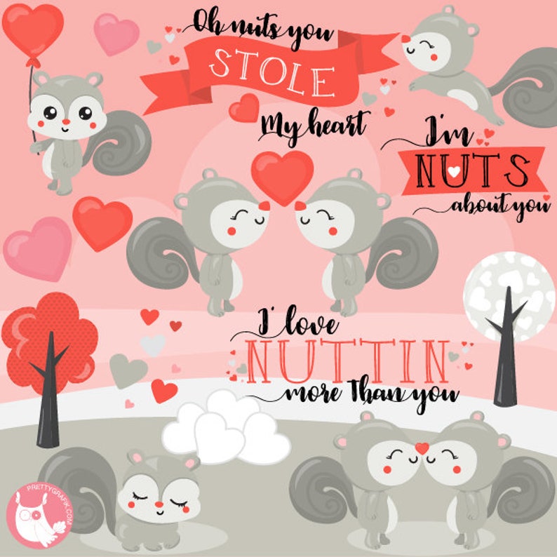 Valentine Chipmunks Clipart Commercial Use Vector Graphics - Etsy
