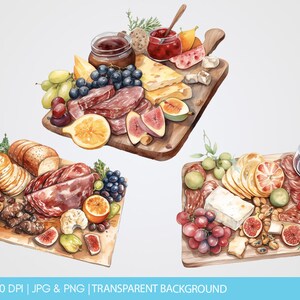 Charcuterie Board Clipart Watercolor Png Graphics - Etsy