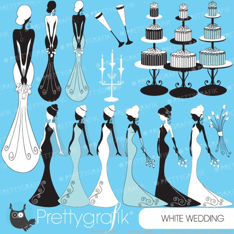 Bride Wedding Clipart Commercial Use Vector Graphics Digital - Etsy