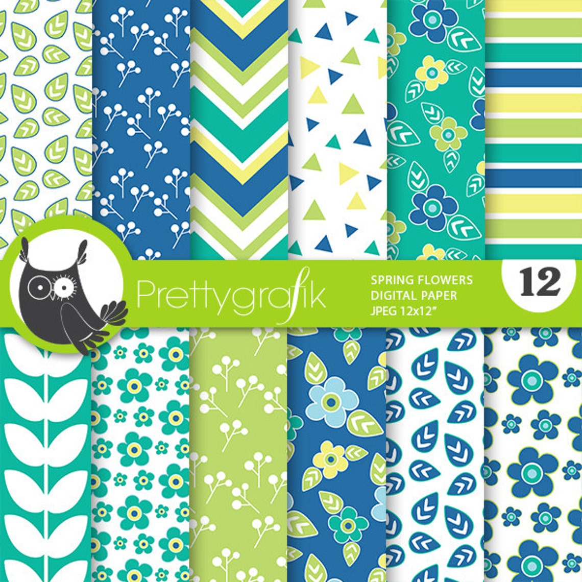 Spring Flowers Digital Paper Flowers Digital Patterns - Etsy