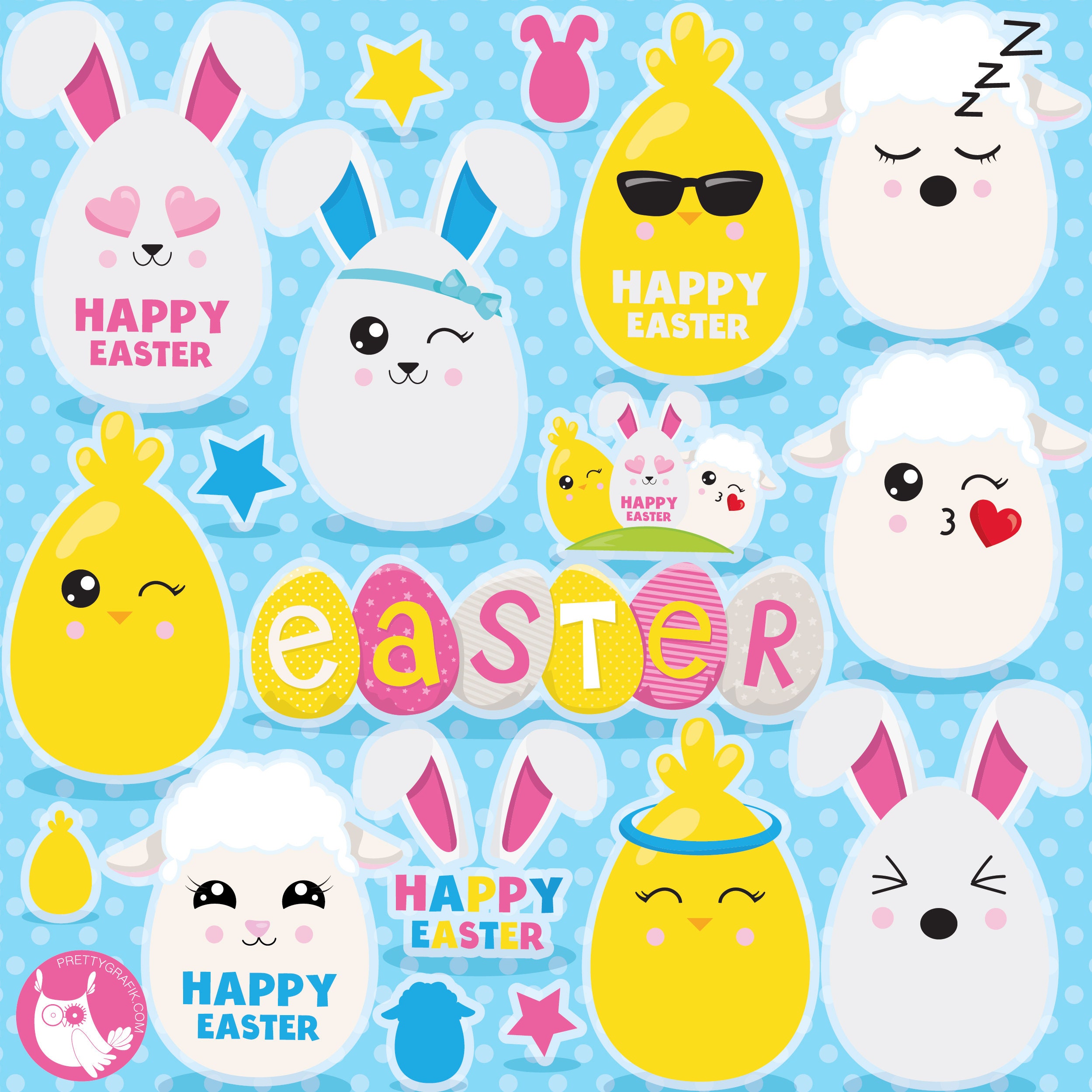Easter Animals Clipart Commercial Use Vector Graphics - Etsy
