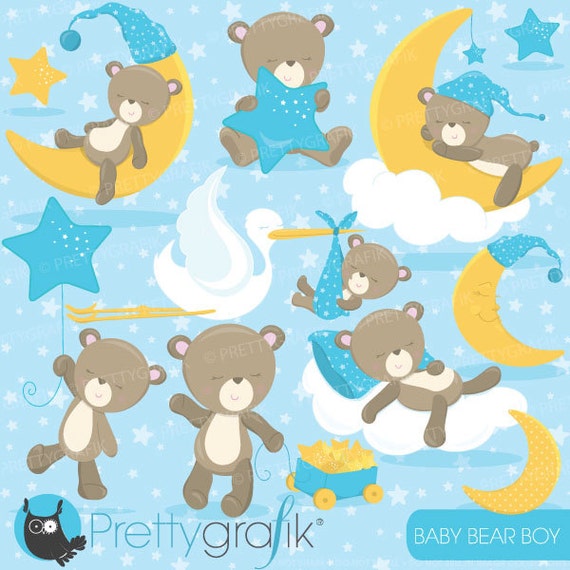 Baby Boy Bear Clipart Commercial Use Baby Bear Vector - Etsy