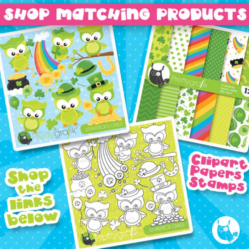 St-patrick's Owls Clipart Commercial Use St-patrick - Etsy
