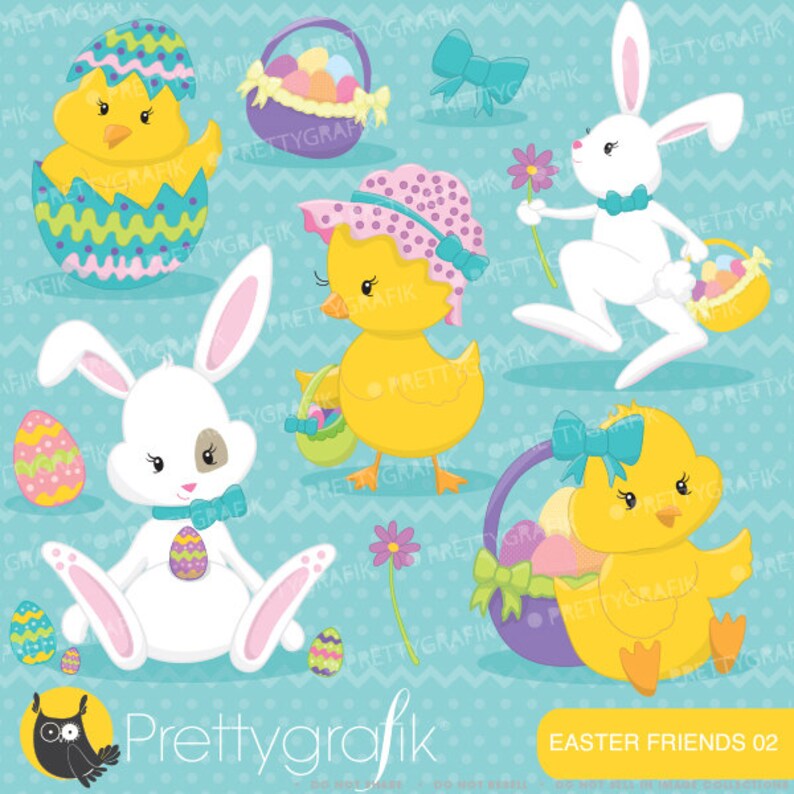 Easter Friends Easter Bunny Clipart Commercial Use Vector - Etsy