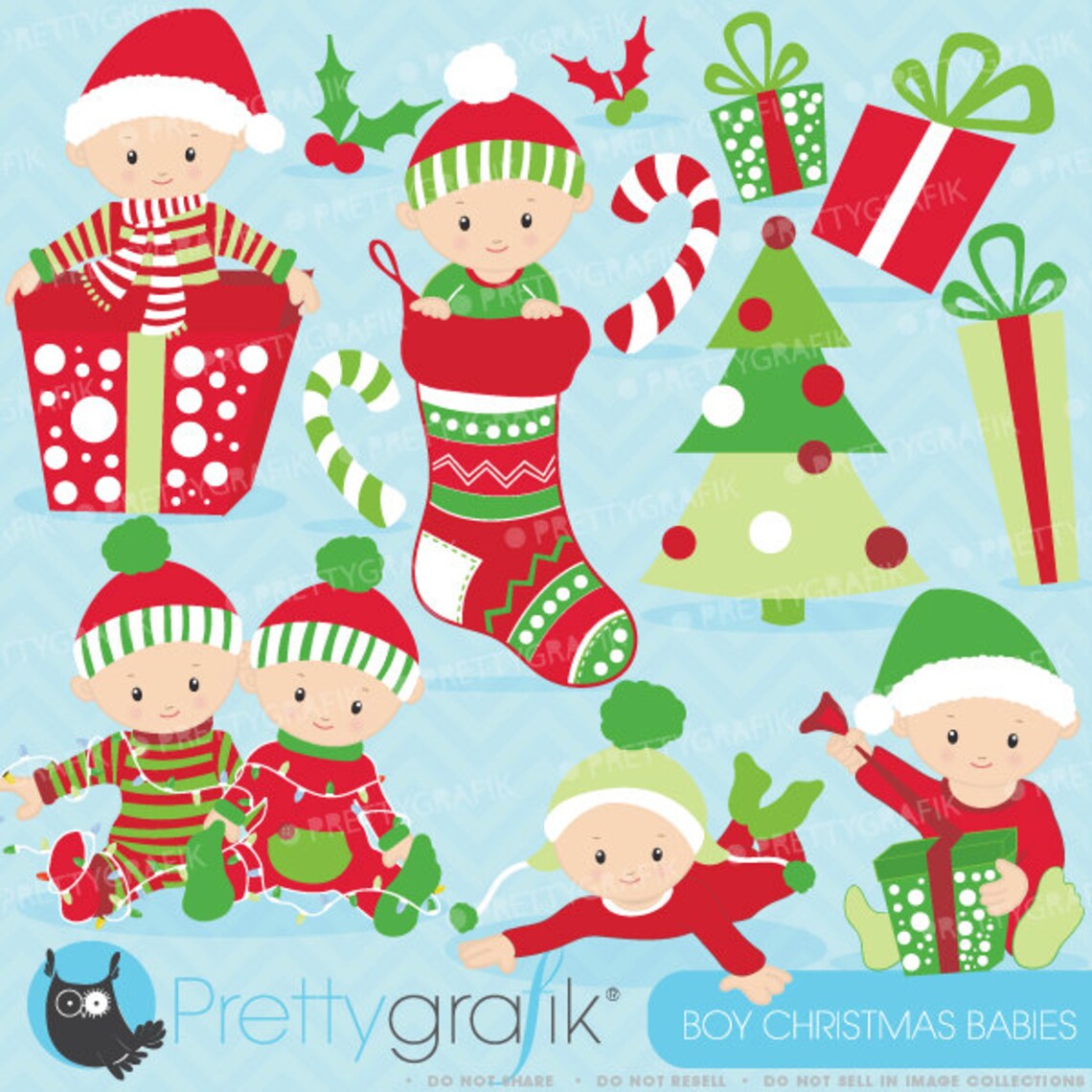 Christmas Baby Boy Clipart Commercial Usechristmas Babies - Etsy