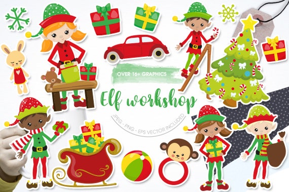 Elf Workshop, clipart, clipart commercial use, vector graphics, clip ...