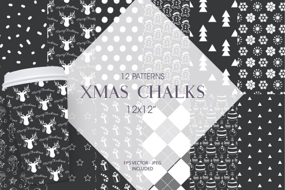 Christmas Chalk papers, commercial use, scrapbook papers, background ...