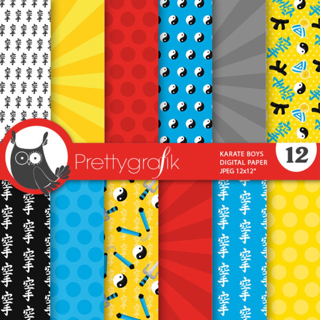 Karate Kid Digital Paper, Commercial Use, Scrapbook Patterns ...
