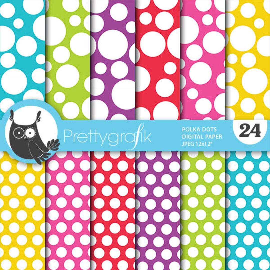 Polka Dots Digital Paper Commercial Use Polka Dot Scrapbook - Etsy
