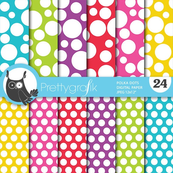 Polka Dots Digital Paper Commercial Use Polka Dot Scrapbook - Etsy
