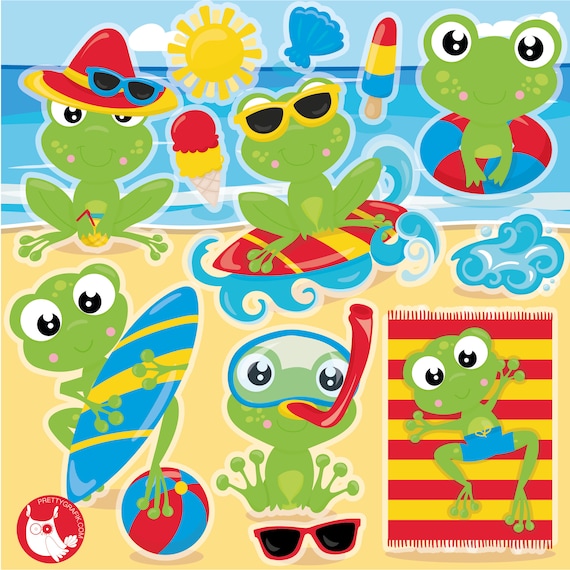 Frog on the beach, clipart, clipart commercial use, vector graphics ...