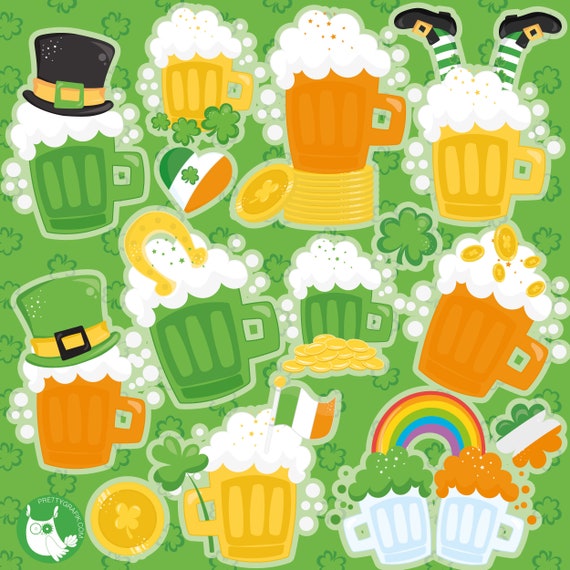St Patrick's Day Beer Mugs, clipart, clipart commercial use, vector ...