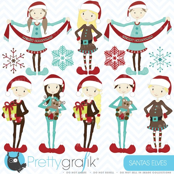 christmas elves clipart commercial use, vector graphics, digital clip ...