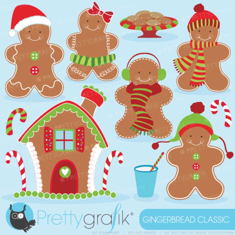 Gingerbread Man Clipart Commercial Use Vector Graphics - Etsy UK