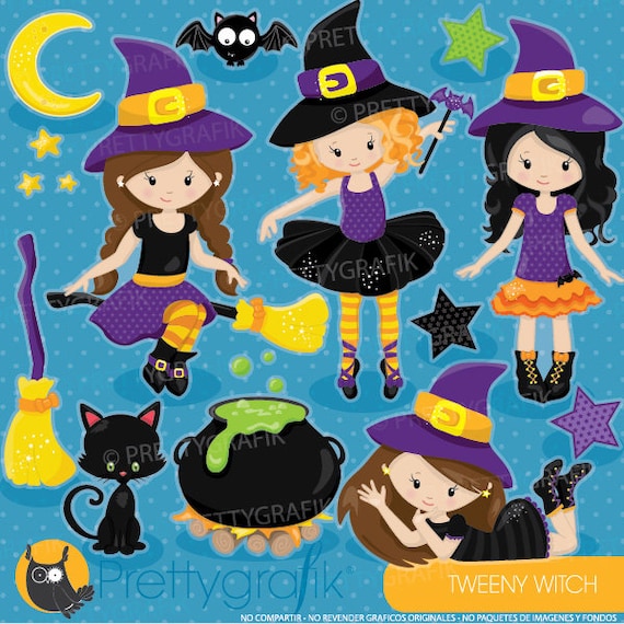 Halloween witches clipart commercial use, vector graphics, digital clip ...