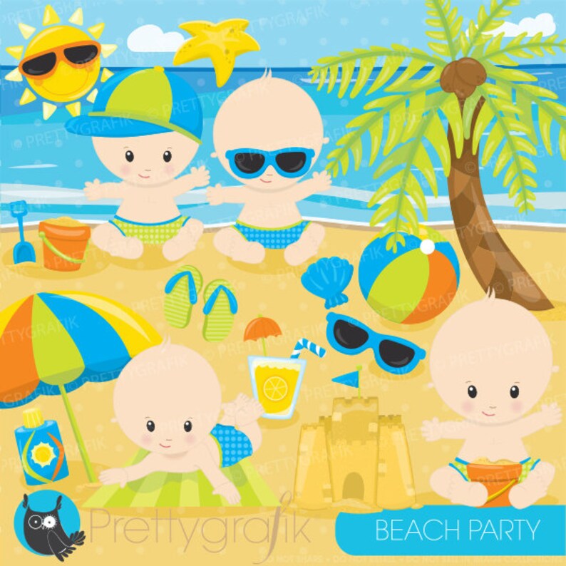 Beach Baby Boys Clipart Commercial Use Vector Graphics - Etsy