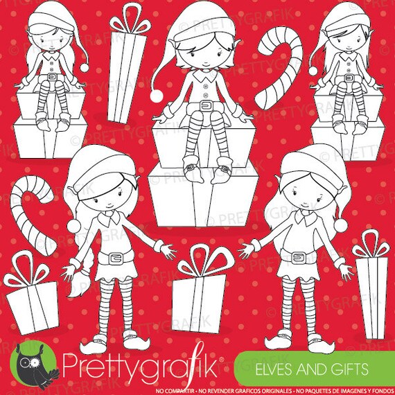 Elves digital stamp commercial use, vector graphics, digital stamp ...