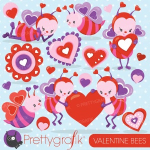 Valentine Bees Clipart Commercial Use, Valentine Vector Graphics, Bee ...