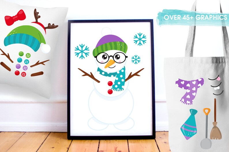 Build Snowman Clipart Clipart Commercial Use Vector - Etsy