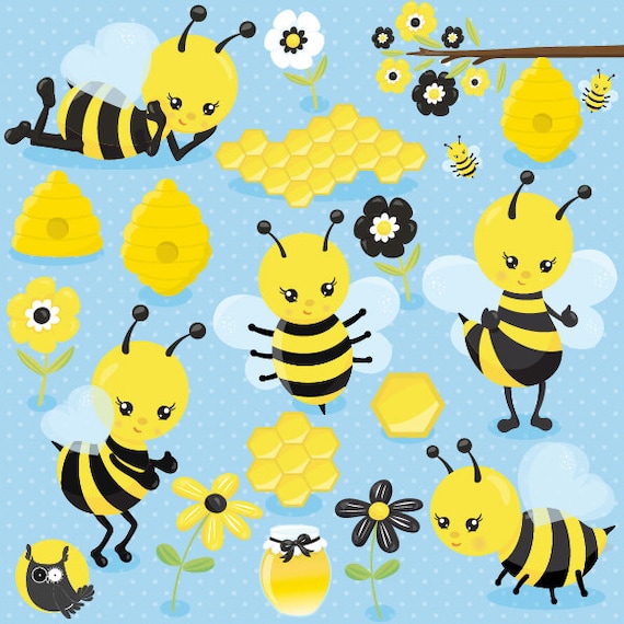 Busy bee clipart commercial use, clipart, vector graphics, digital clip ...