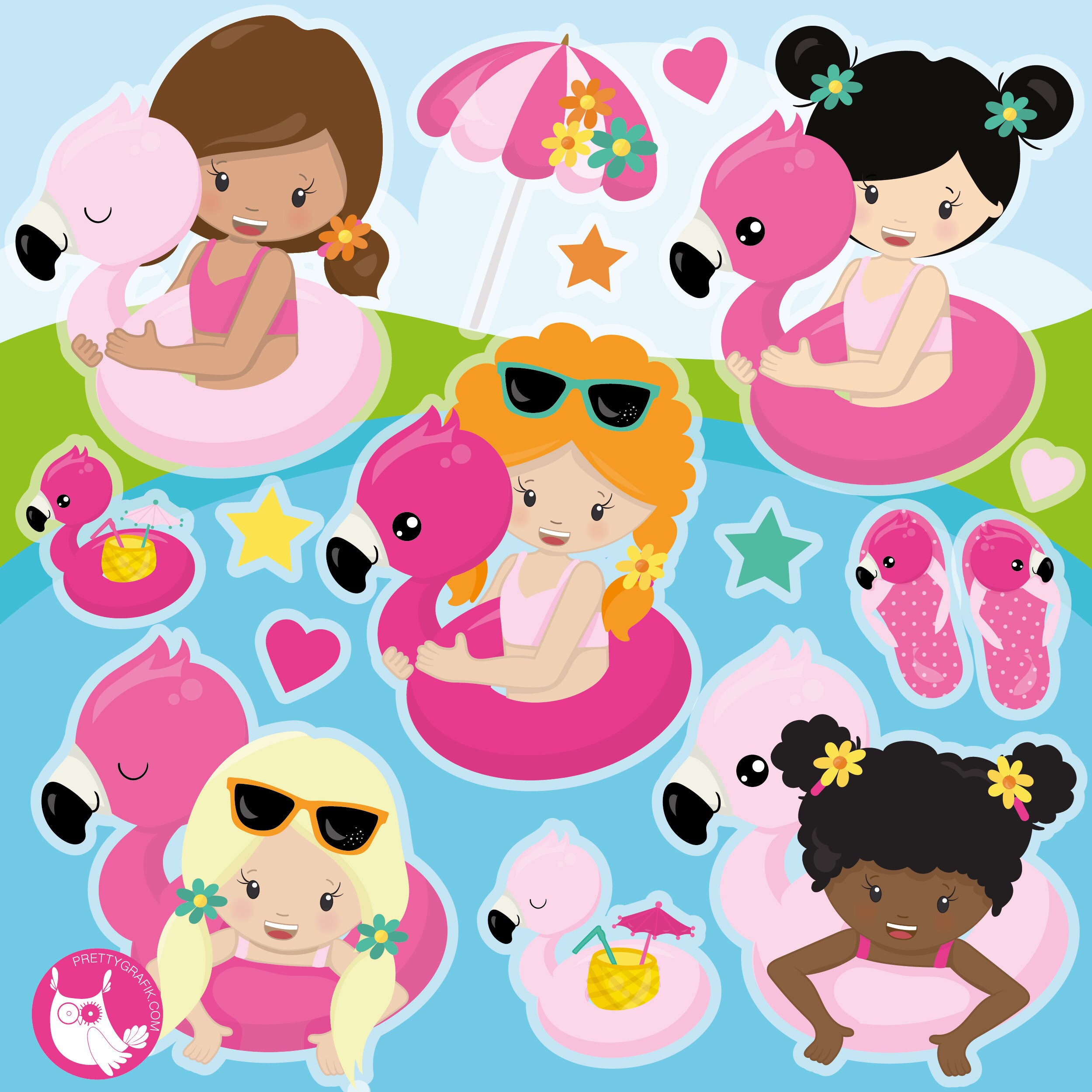 Flamingo Float Clipart Clipart Commercial Use Vector | Etsy