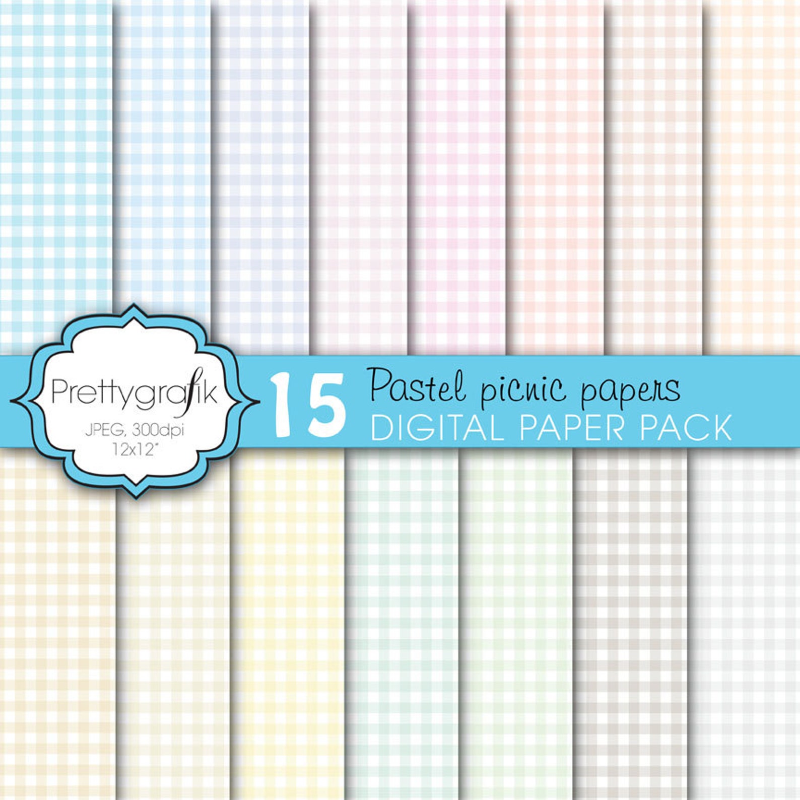 Gingham Picnic Pattern Digital Paper Commercial Use - Etsy