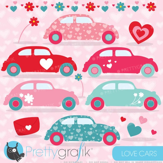 Love Cars Clipart Commercial Use Valentine Vector Graphics - Etsy