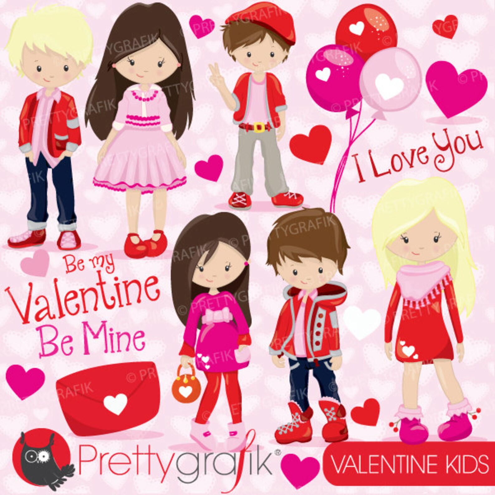 Valentine Kids Clipart Commercial Use Valentine Vector - Etsy