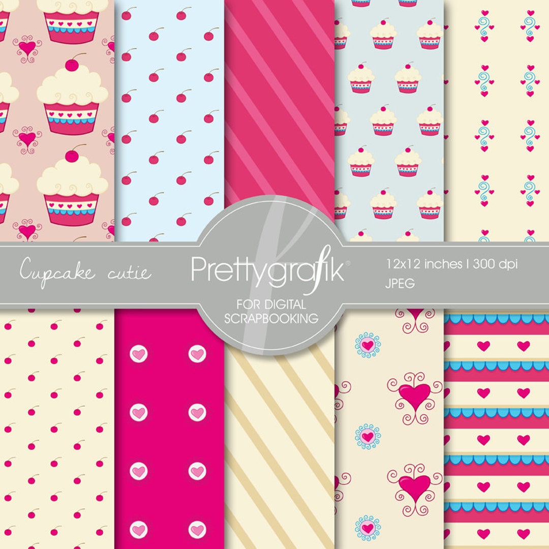 Cupcake Digital Paper Commercial Use Scrapbook Patterns - Etsy
