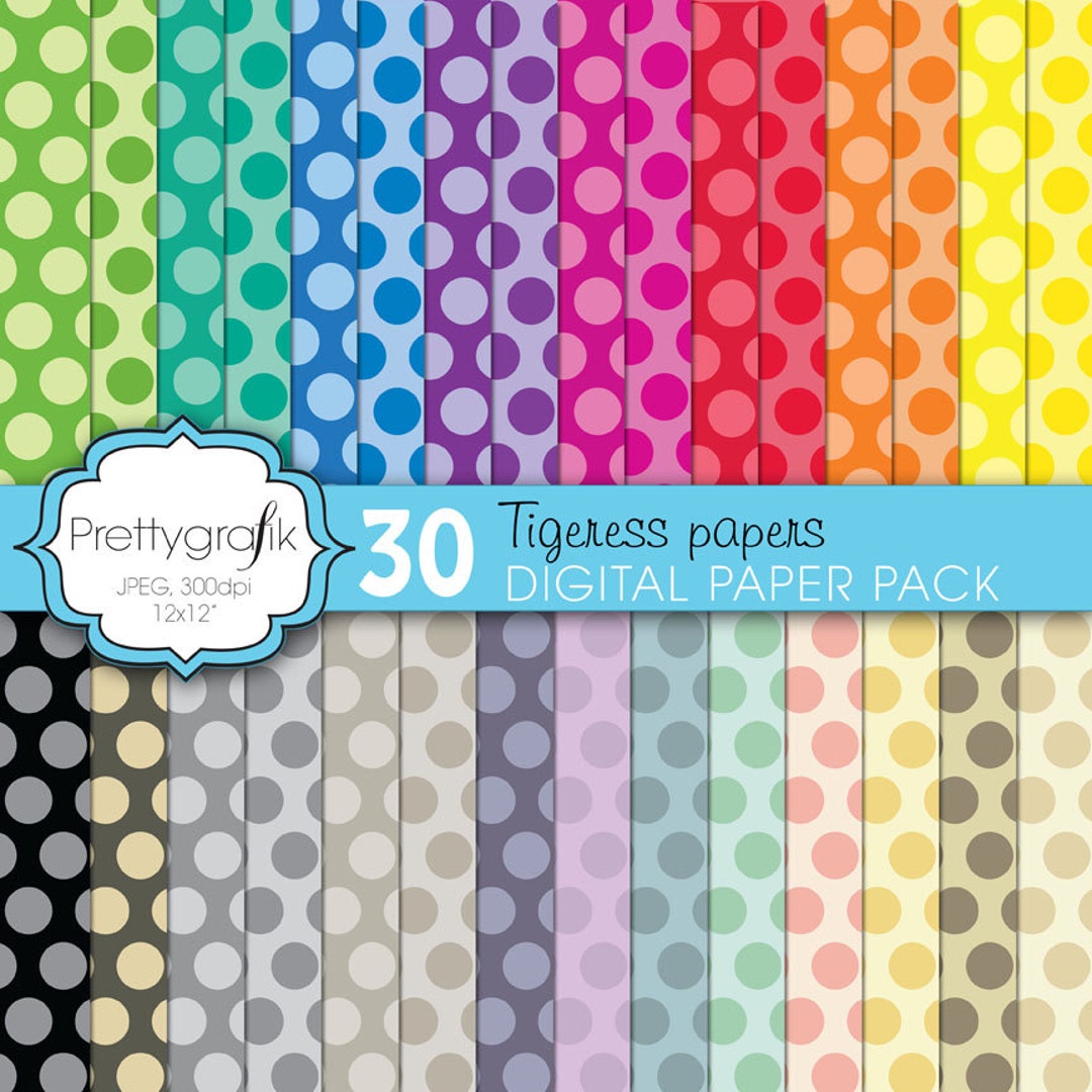 Polka Dot Digital Paper, Commercial Use, Scrapbook Patterns, Background ...