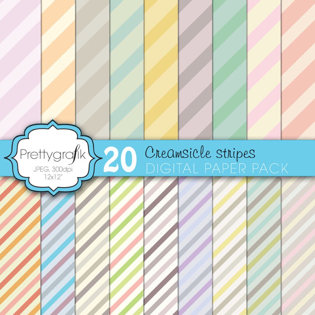 Pastel Stripes Digital Paper, Commercial Use, Scrapbook Patterns ...