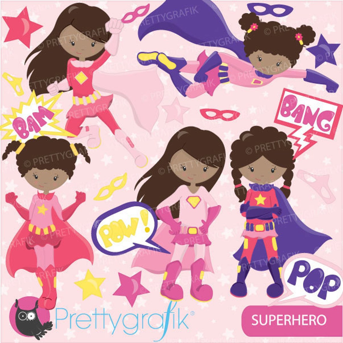 Superhero Girls Clipart Commercial Use Vector Graphics - Etsy