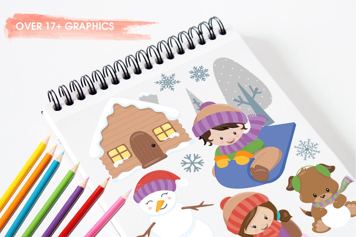 Winter Fun Clipart Clipart Commercial Use Vector Graphics - Etsy