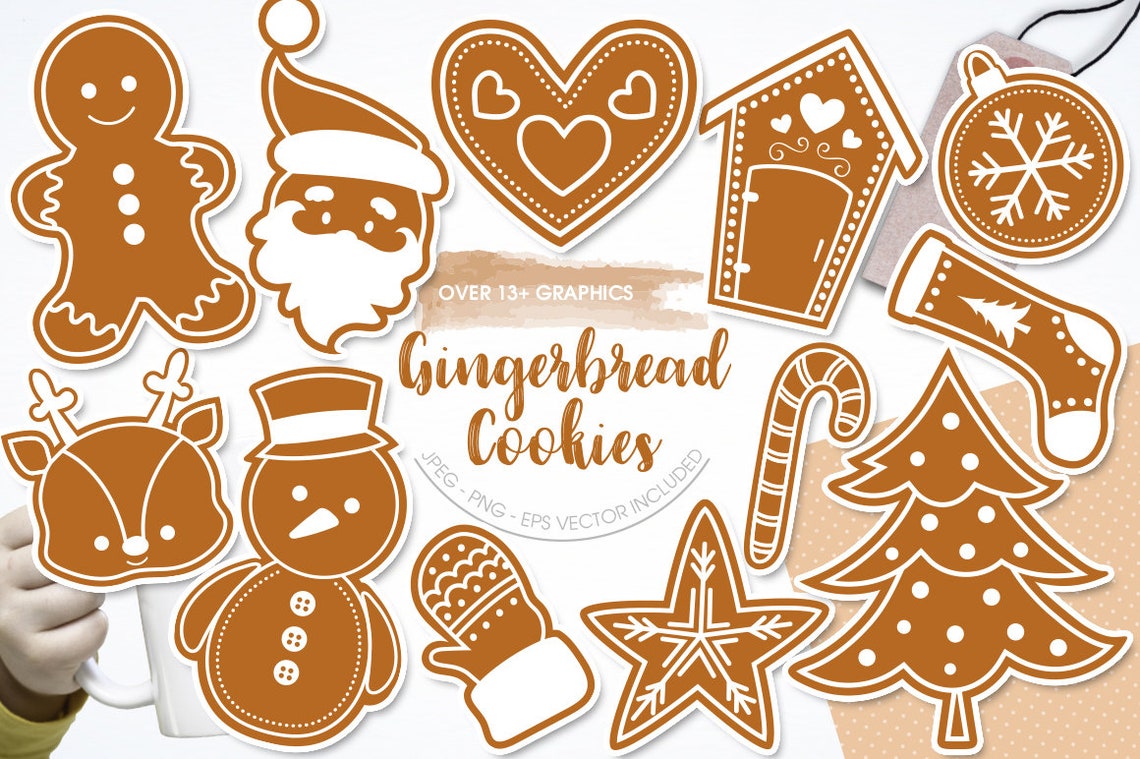 Gingerbread Cookies Clipart Clipart Commercial Use Vector - Etsy