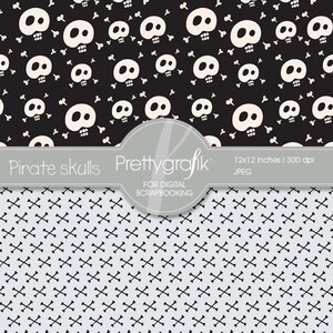 Pirate Skulls Digital Paper Commercial Use Scrapbook Papers - Etsy