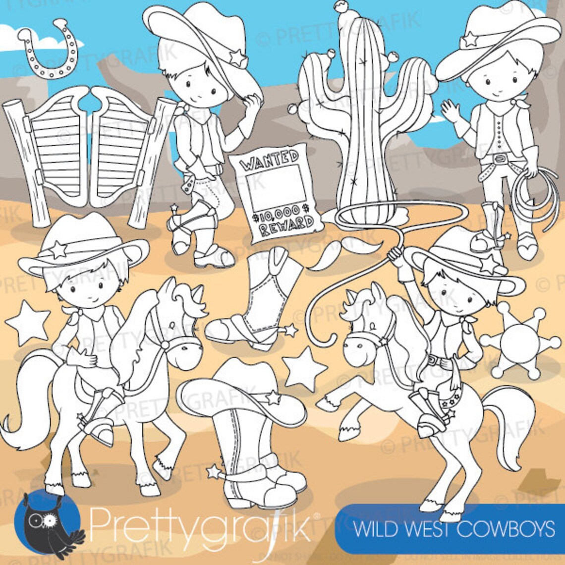 Cowboys Digital Stamp Commercial Use Vector Graphics Digital - Etsy