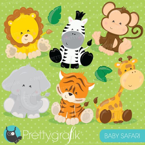 BABY JUNGLE ANIMALS Digital Clipart Set Animals Clipart - Etsy